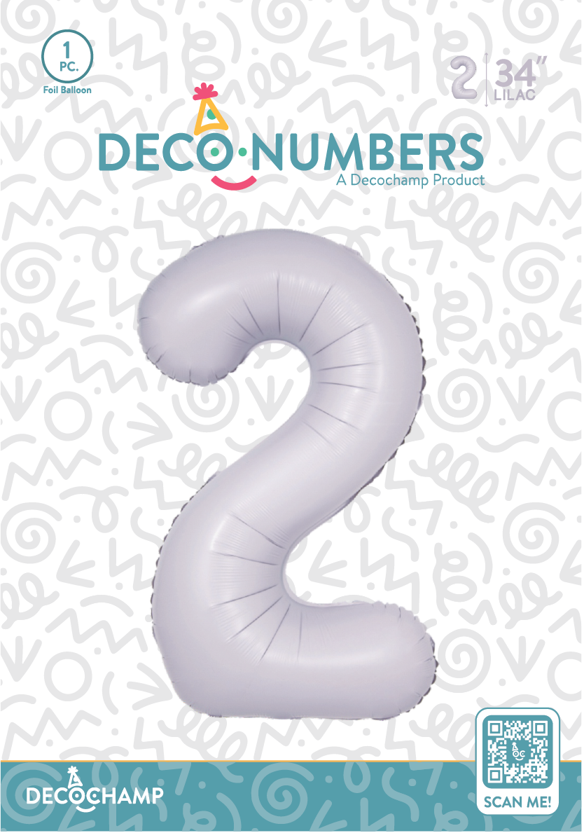 DecoNumber Lilac 2 size 34" (50 Unit Per Case) — Decochamp