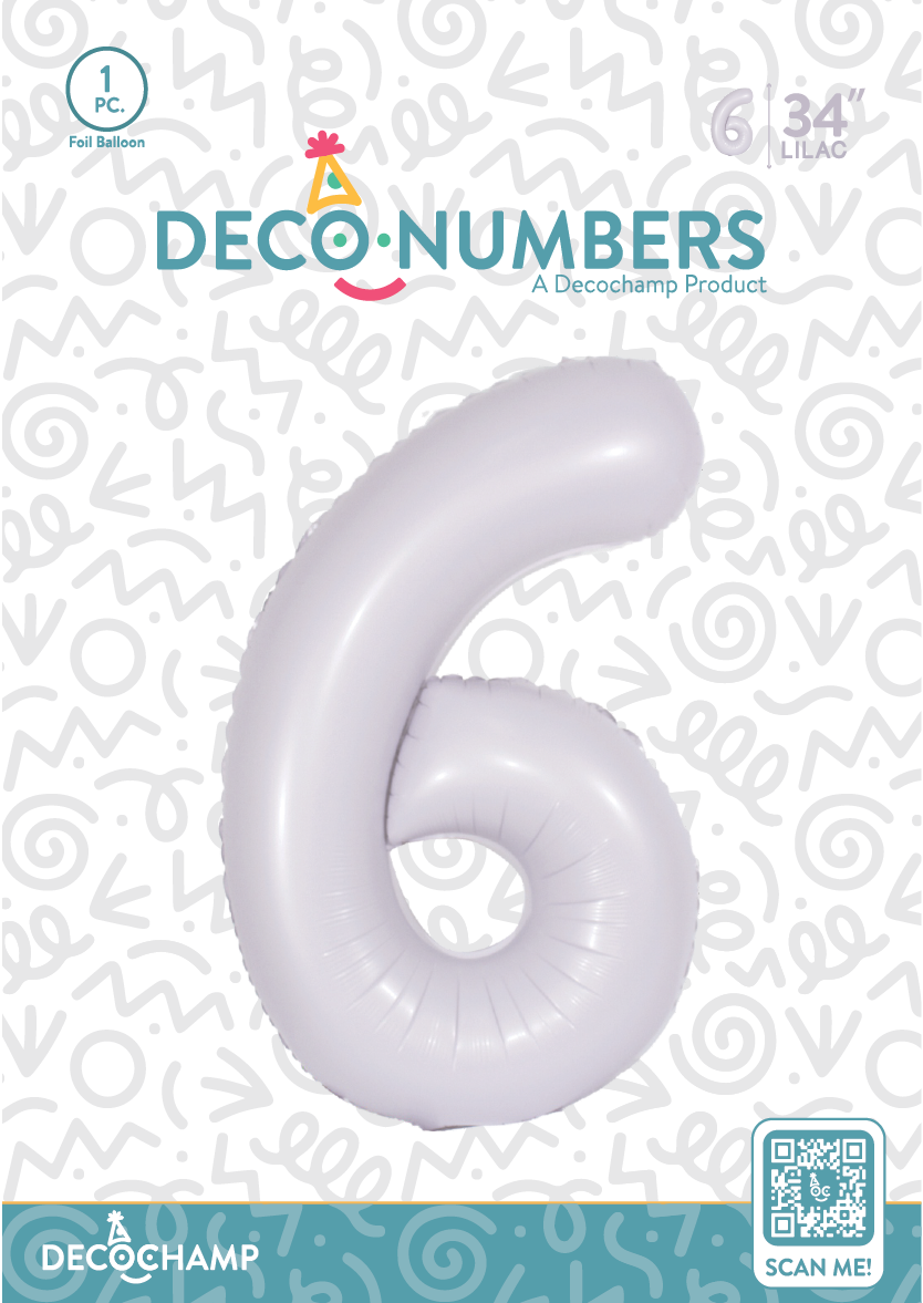 DecoNumber Lilac 6 size 34" (50 Unit Per Case) — Decochamp