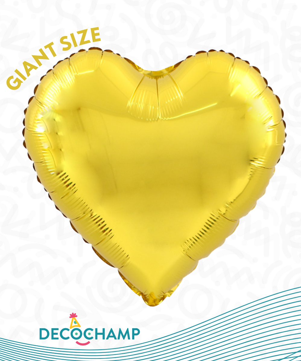 DecoHeart Gold Balloon 68" (50 unit per case) — Decochamp