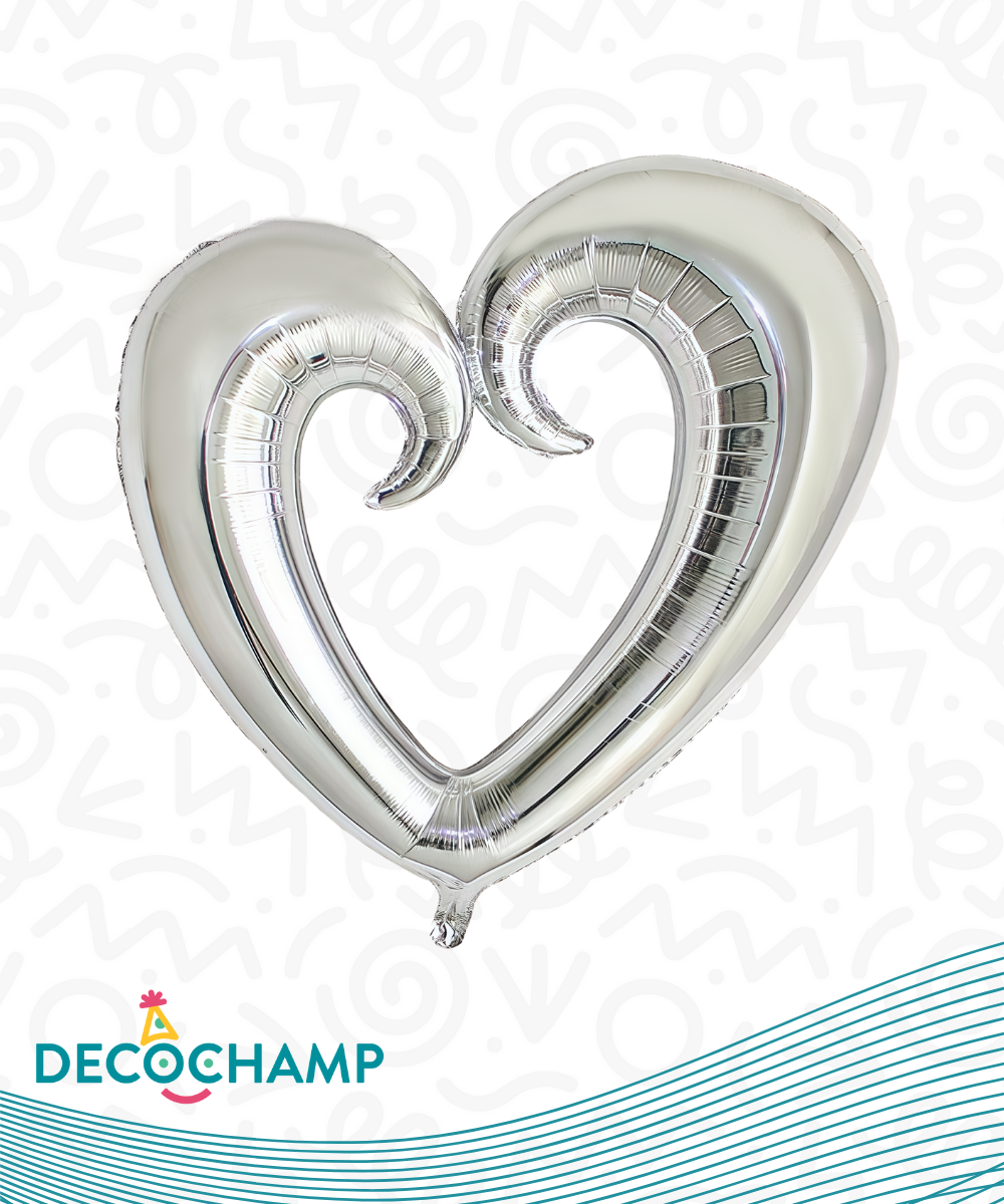 Deco Hollow Heart - Silver 65in (50 units per case) — Decochamp