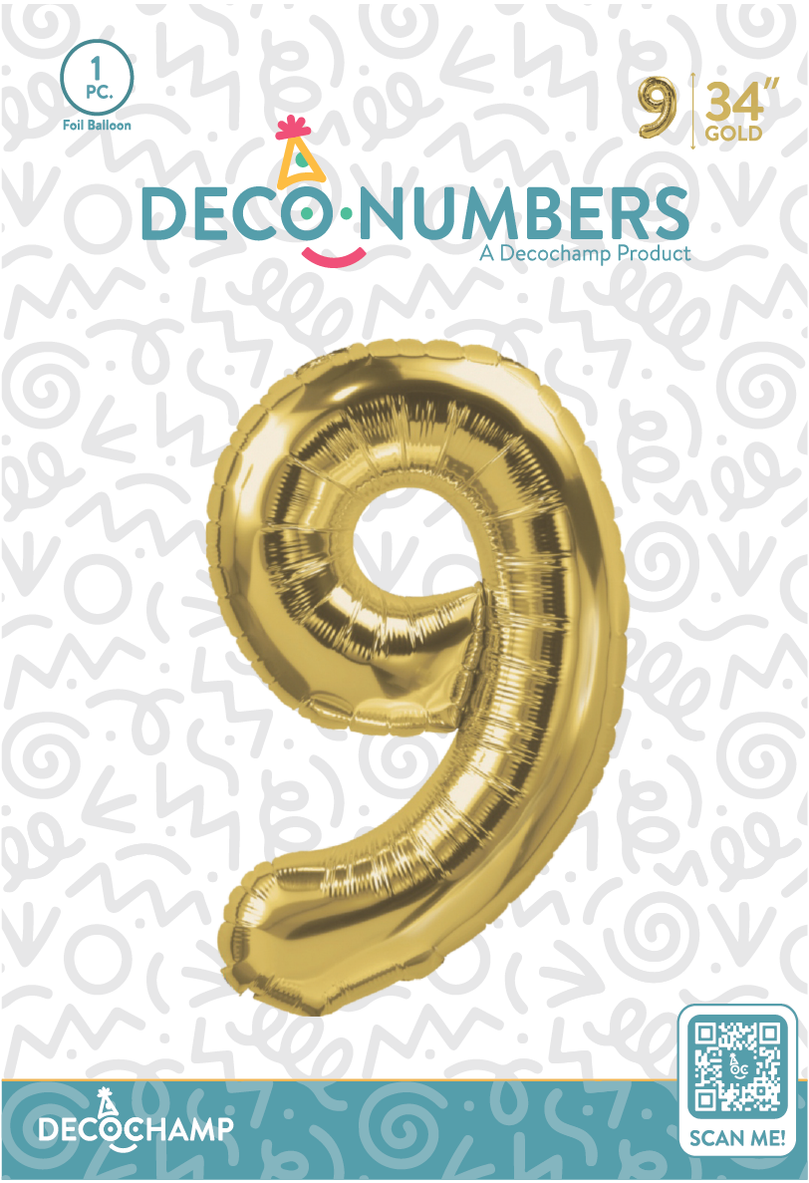 DecoNumbers Gold 34" 0-9 — Decochamp
